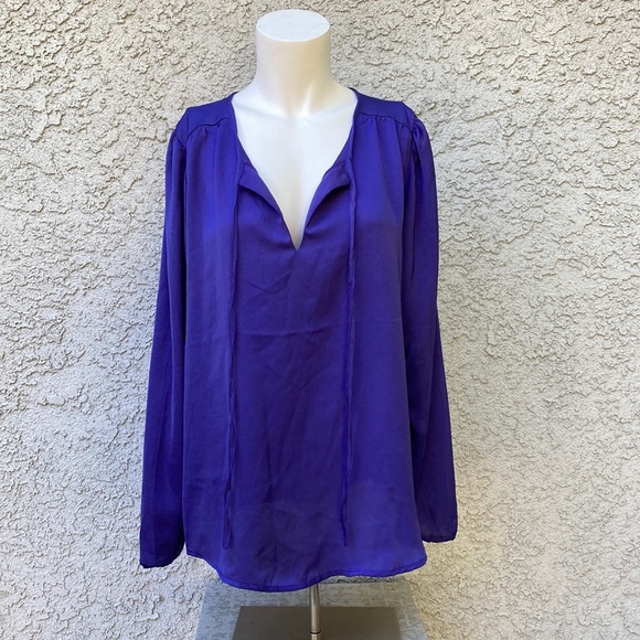 Ninety | Tops | Ninety Clothing Co Dark Purple Satin Blouse Womens ...